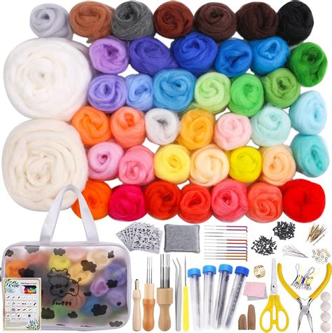 Needle Felting Kit For Beginners 42 Colors Wool Roving Kit Felting