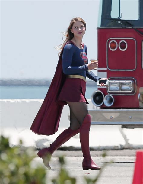 Melissa Benoist Supergirl Set Photos In Los Angeles July 2015 • Celebmafia