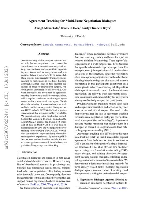 Pdf Agreement Tracking For Multi Issue Negotiation Dialogues