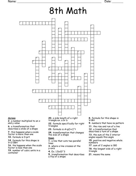8th Math Crossword Wordmint 8th Math Crossword Wordmint