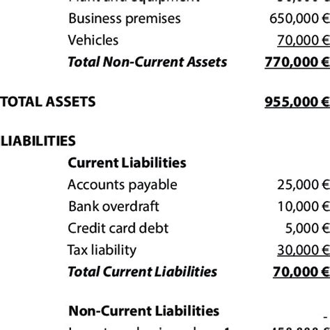 Example Of The Simple Balance Sheet Calculation Download Table