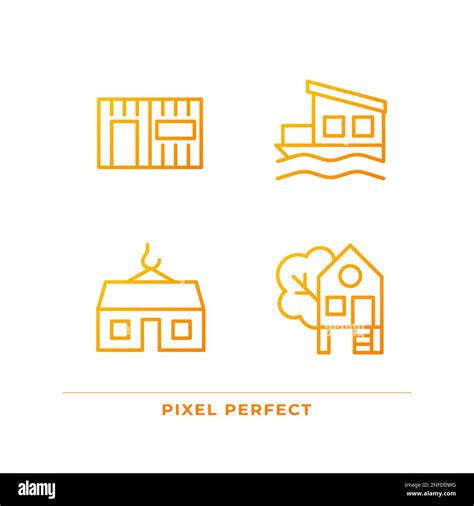 Compact Houses Pixel Perfect Gradient Linear Vector Icons Set Stock