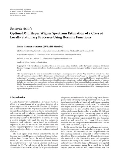 pdf optimal multitaper wigner spectrum estimation of a class of