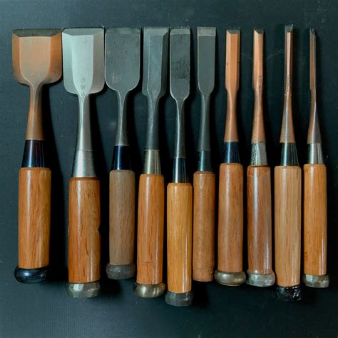 M154 Mixed Set For Beginner Bench Chisels Set By Unknown Smith バラ鑿合わせ