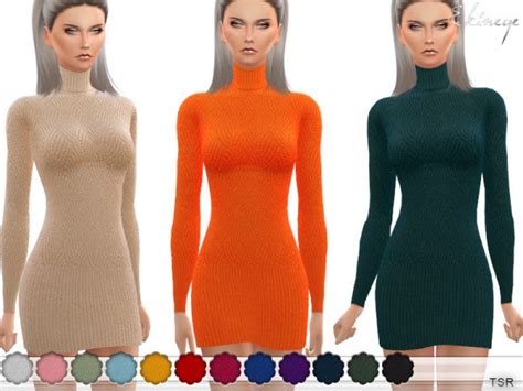 The Sims Resource Turtleneck Sweater Dress By Ekinege • Sims 4 Downloads