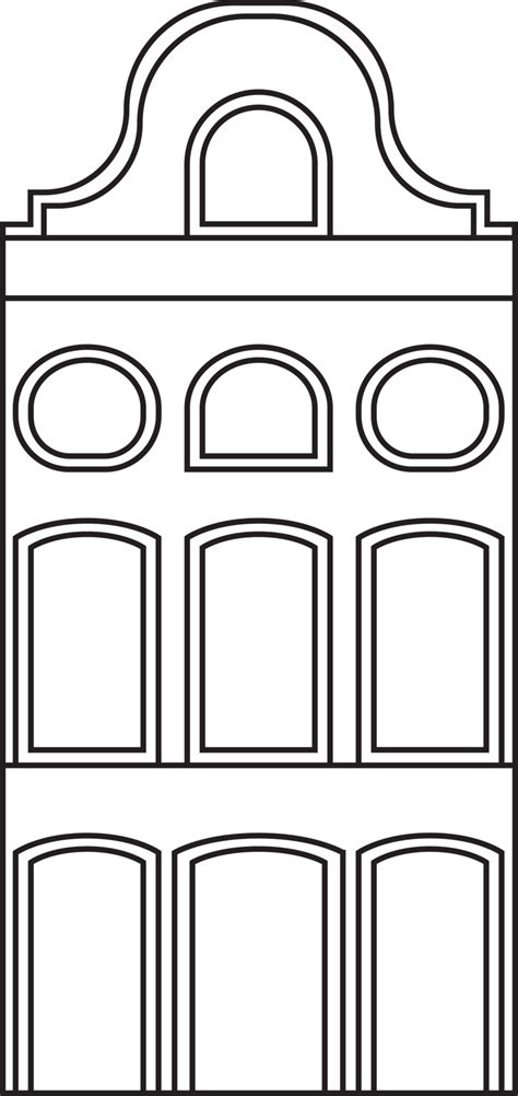 Outline Drawing Classic Row House Front Elevation View 10833234 Png