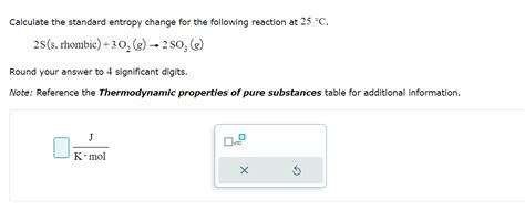 Solved Calculate The Standard Entropy Change For The Chegg