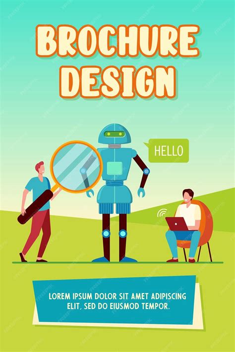 로봇 브로셔 템플릿을 만드는 엔지니어 무료 벡터