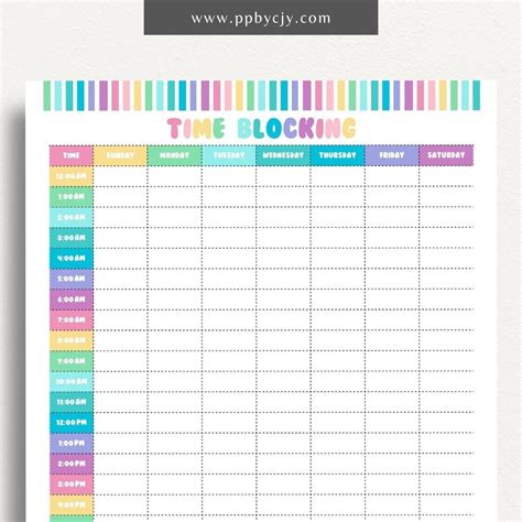 Time Blocking Planner Printable Daily Schedule Organizer Pdf