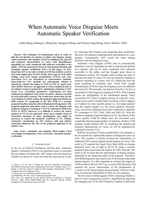 Pdf When Automatic Voice Disguise Meets Automatic Speaker Verification