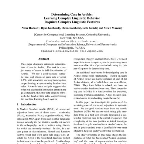 Determining Case In Arabic Learning Complex Linguistic Behavior Requires Complex Linguistic