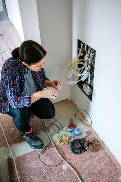 Premium Photo Female Technician With Screwdriver And Terminal Strip