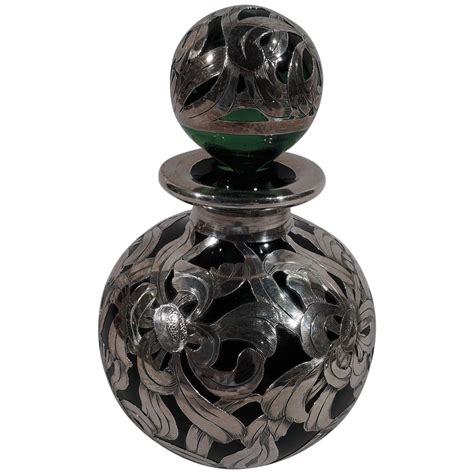 Sterling Silver Overlay Cranberry Glass Perfume Bottle At 1stdibs