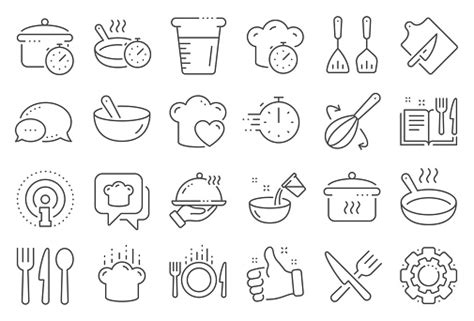 요리 라인 아이콘입니다 끓는 시간 프라이팬 및 주방 용품 벡터 아이콘에 대한 스톡 벡터 아트 및 기타 이미지 아이콘