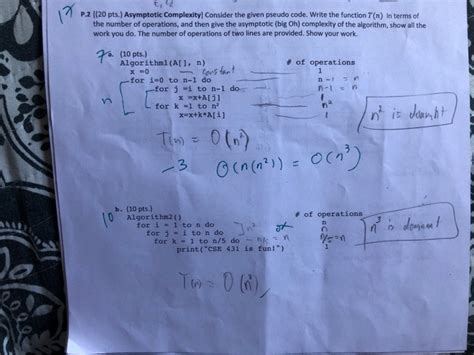 Solved P2 20 Pts Asymptotic Complexity Consider The