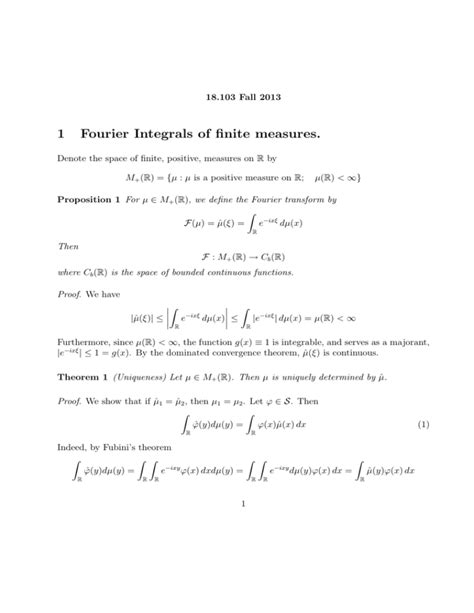 Fourier Integrals Of Finite Measures