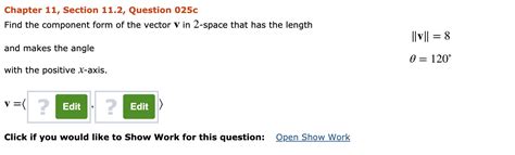 Solved Find The Component Form Of The Vector V In Space Chegg