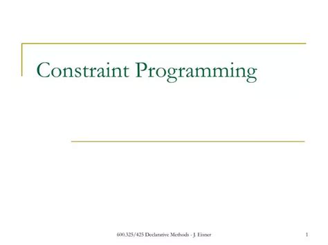 Ppt Constraint Programming Powerpoint Presentation Free Download Id335232