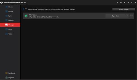 How To Manage File Sync In MiniTool ShadowMaker MiniTool