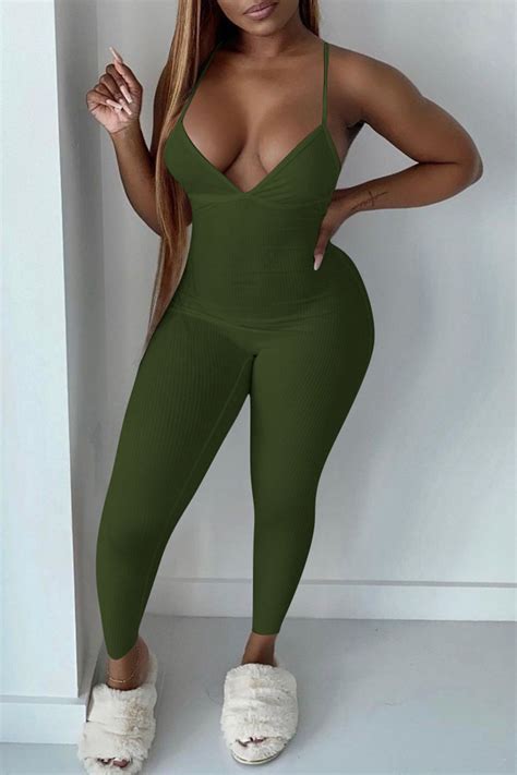 Wholesale Red Sexy Solid Patchwork Spaghetti Strap Skinny Jumpsuits