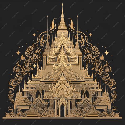 Premium Vector Thai Golden Temple Patterns With Majestic Designs