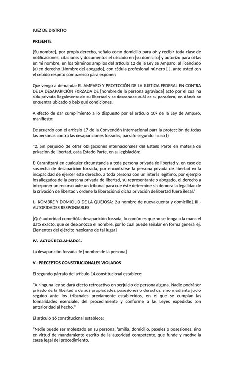 Modelo De Ampliación De Demanda De Amparo Indirecto Modelo De