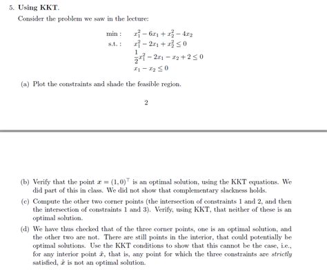 Using KKT Consider The Problem We Saw In The Chegg