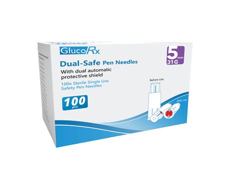 Glucorx Dual Safe Safety Pen Needles 5mm 31g X 8 Packs 100pcs Per Pac