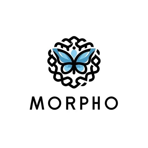 Logo Design For Morpho Elegant Butterfly Emblem On Wreath For Tech