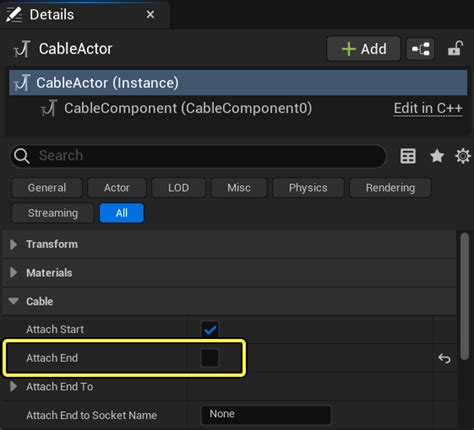 Cable Components In Unreal Engine Unreal Engine 56 Documentation Epic Developer Community