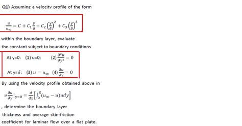 Solved Assuming A Velocity Profile Of The Form Within The Chegg