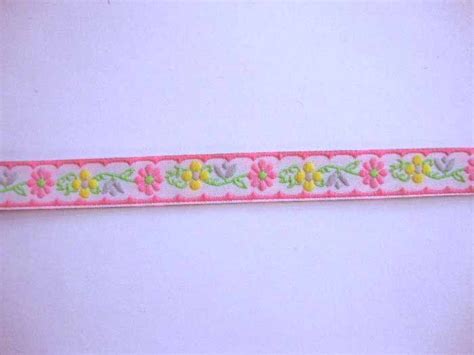 Sierband Bloem Wit Met Roze Gele Bloem 12mm