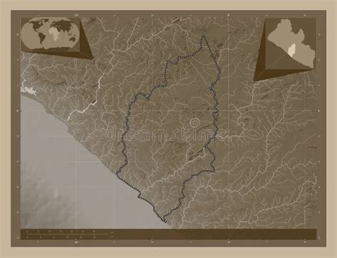 River Cess Liberia Sepia Major Cities Stock Illustration