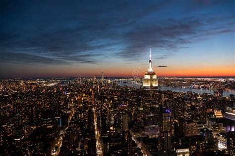 Stunning View From New York Skyline Sunset Summit One Vanderbilt