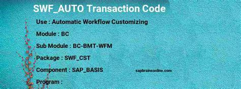 SWF AUTO SAP Tcode For Automatic Workflow Customizing