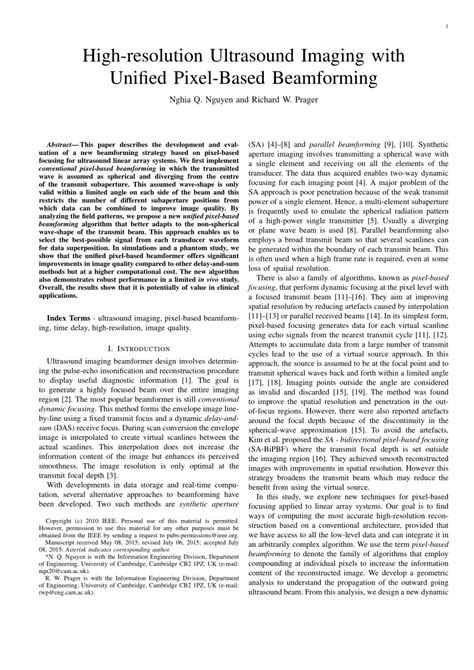 Pdf High Resolution Ultrasound Imaging With Unified Pixel Based