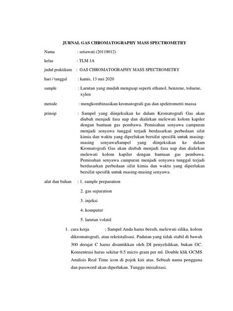 Jurnal Gas Chromatography Mass Spectrometry Pdf