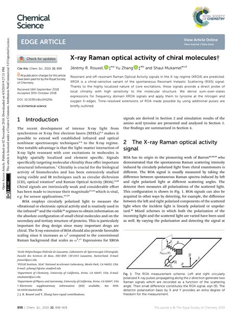 Pdf X Ray Raman Optical Activity Of Chiral Molecules
