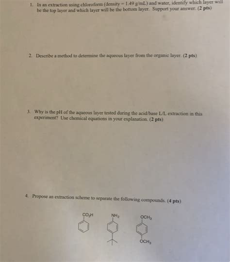 Solved 1 In An Extraction Using Chloroform Density 1 49
