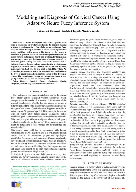 Pdf Modelling And Diagnosis Of Cervical Cancer Using Adaptive Neuro Fuzzy Inference System