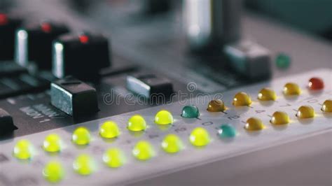 LED Indicator Of Sound Level Signal On The Mixing Console In Macro Stock Video Video Of Analog