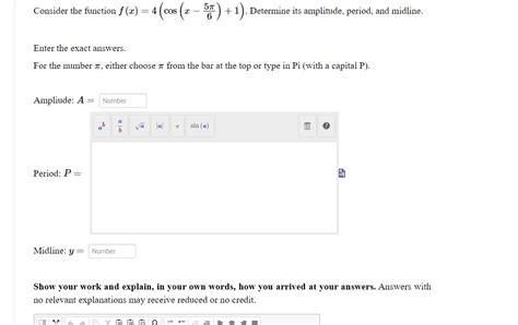 Solved Consider The Function F X 4 Cos X−65π 1 Determine
