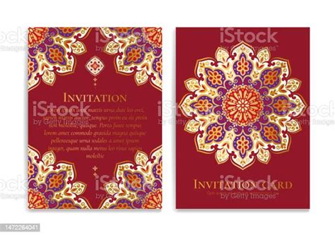 Desain Kartu Undangan Mewah Dengan Pola Ornamen Mandala Vektor Templat