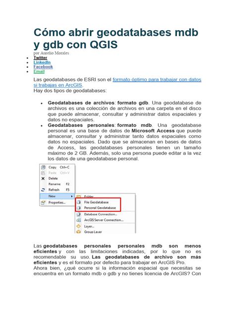 Cómo Abrir Geodatabases Mdb Y Gdb Con Qgis Pdf Archivo De Computadora Bases De Datos