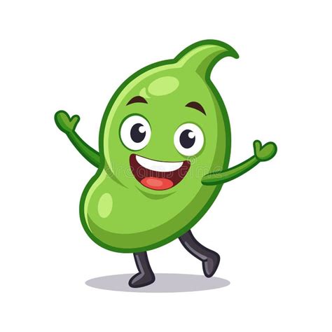 Cheerful Cartoon Lima Bean Character Stock Vector Illustration Of