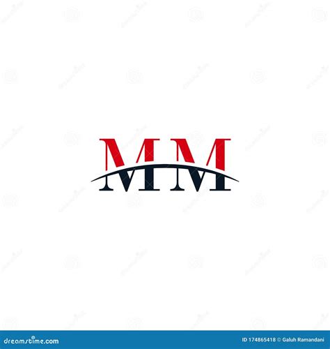 Initial Letter Swoosh Logo Symbol Mm Stock Vector Illustration Of