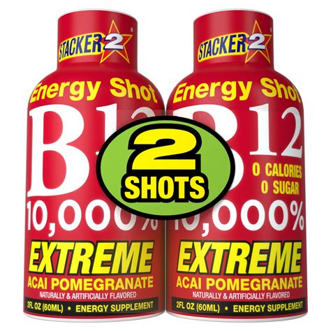 Stacker 2 Extreme B12 10 000 Energy Shot Acai Pomegranate 2 Fl Oz 2