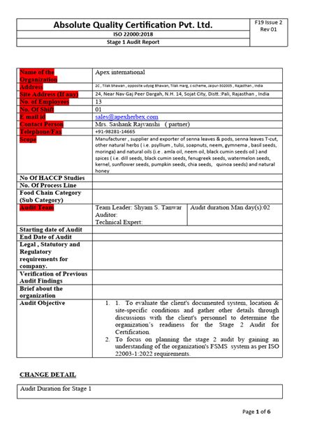F19 Fsms 2018 Stage 1 Pdf Audit Verification And Validation