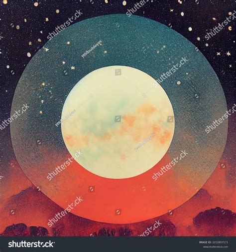 Beautiful Collage Aesthetic Paper Moon Landscapes Stock Illustration