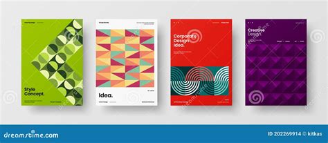 Business Presentation Vector Vertical Orientation Front Page Set Corporate Report Cover